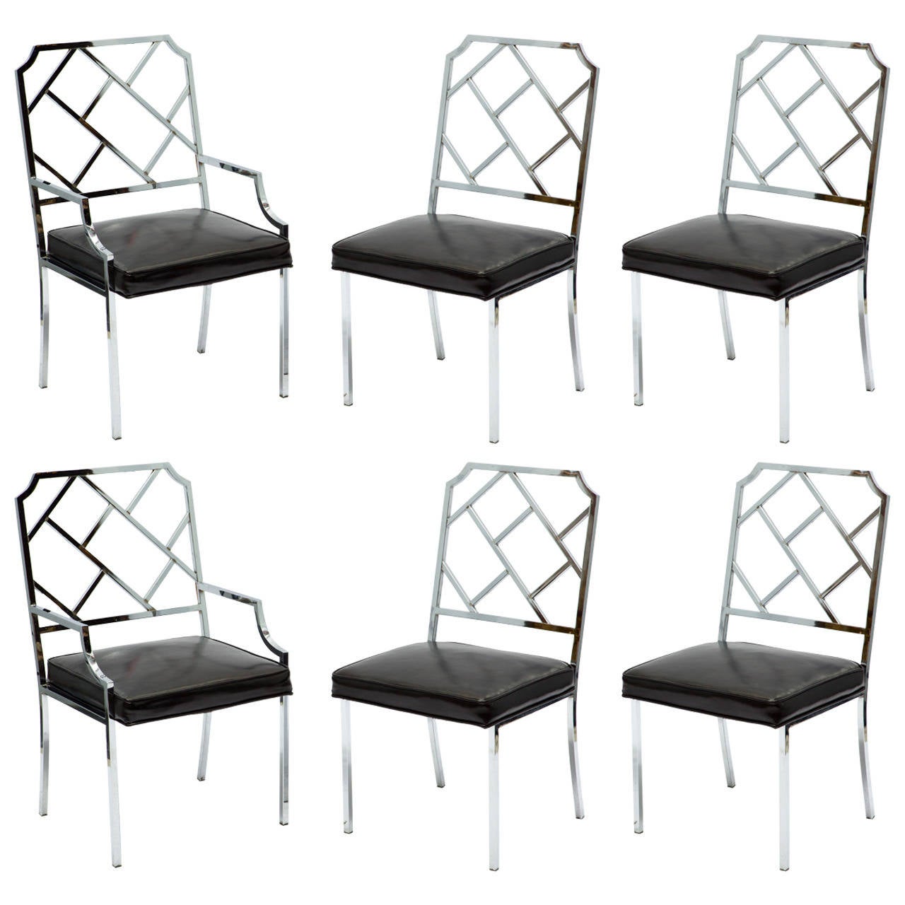 Six Milo Baughman for DIA Chrome Lattice Back Dining Chairs For Sale at ...