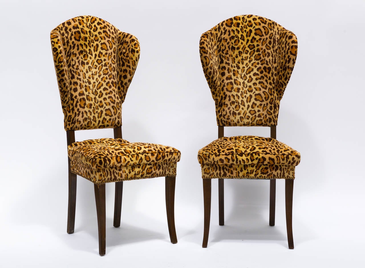 Pair Of Mid Century Leopard Print Occasional Chairs at 1stDibs
