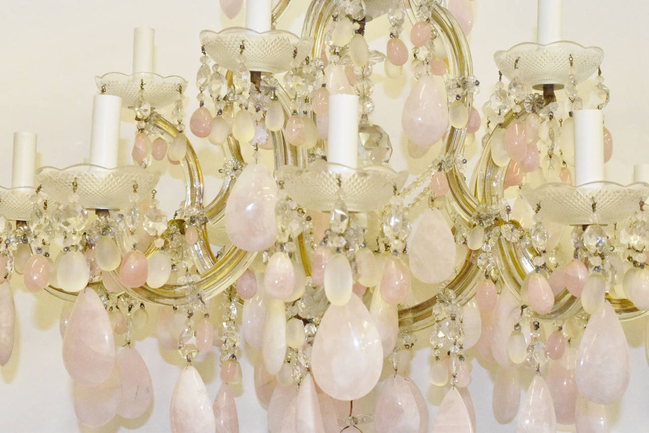 15- Light Rococo Pink Rose Quartz Chandelier at 1stDibs | rococo quartz