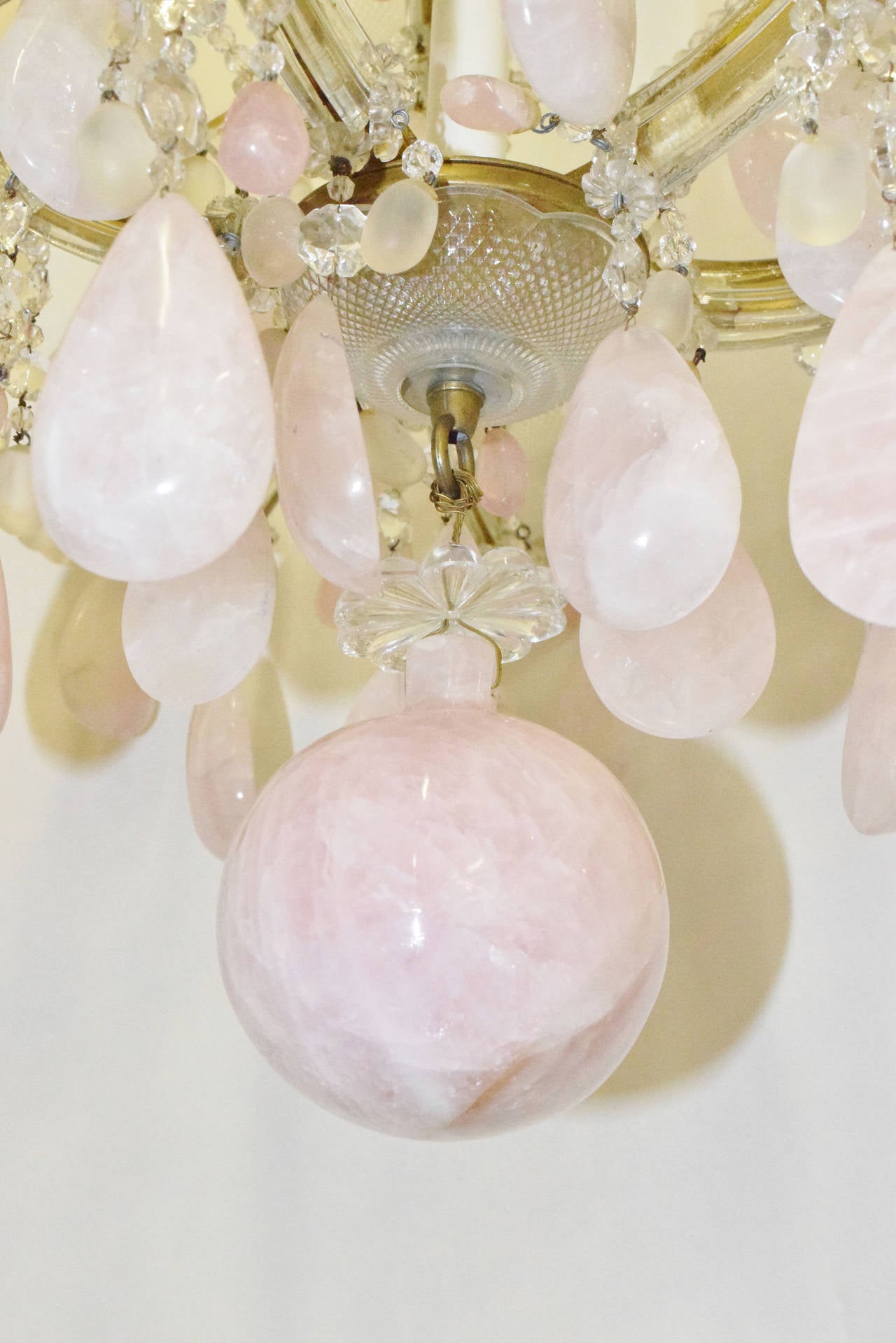 15- Light Rococo Pink Rose Quartz Chandelier at 1stDibs | rococo quartz