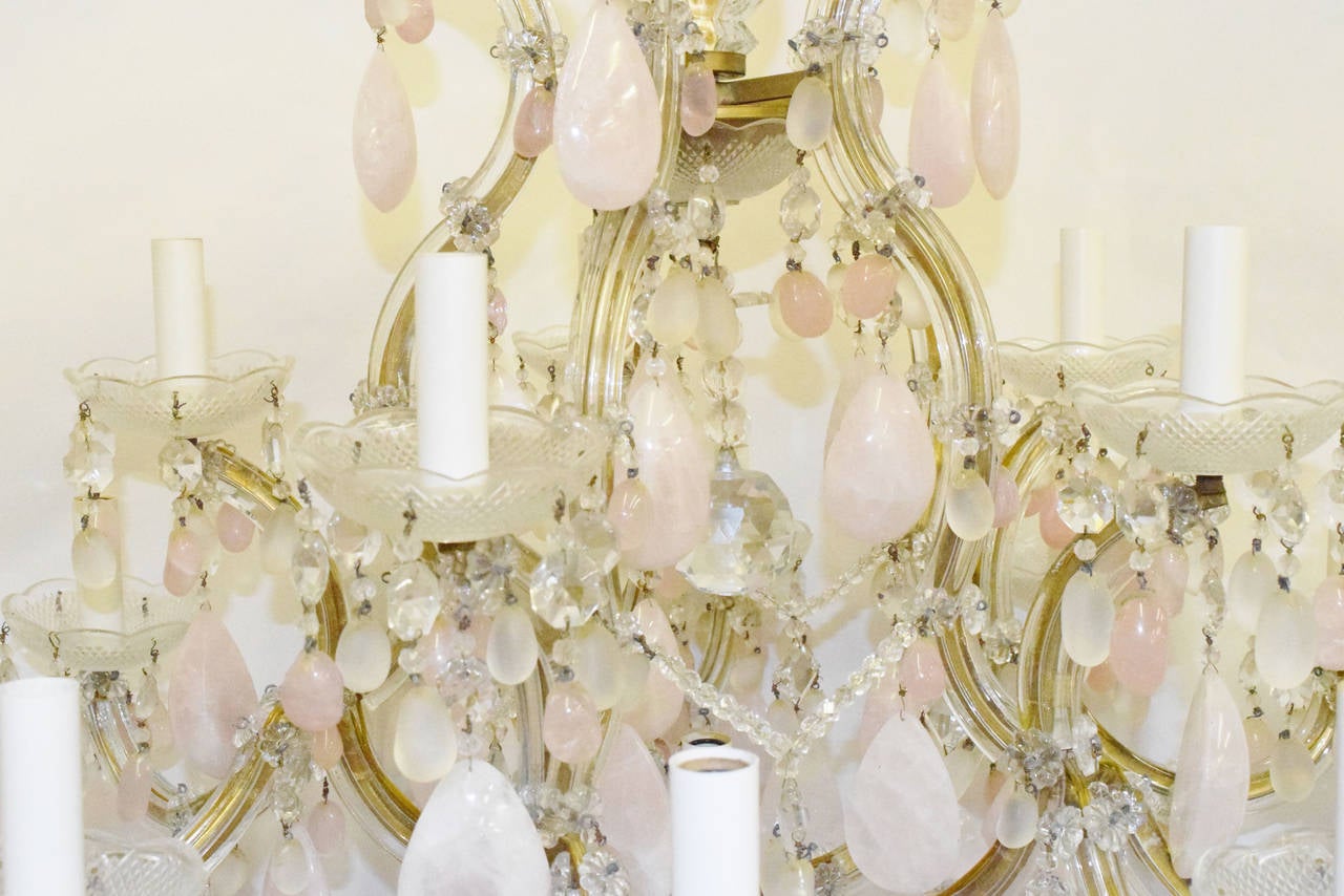 15- Light Rococo Pink Rose Quartz Chandelier at 1stDibs | rococo quartz