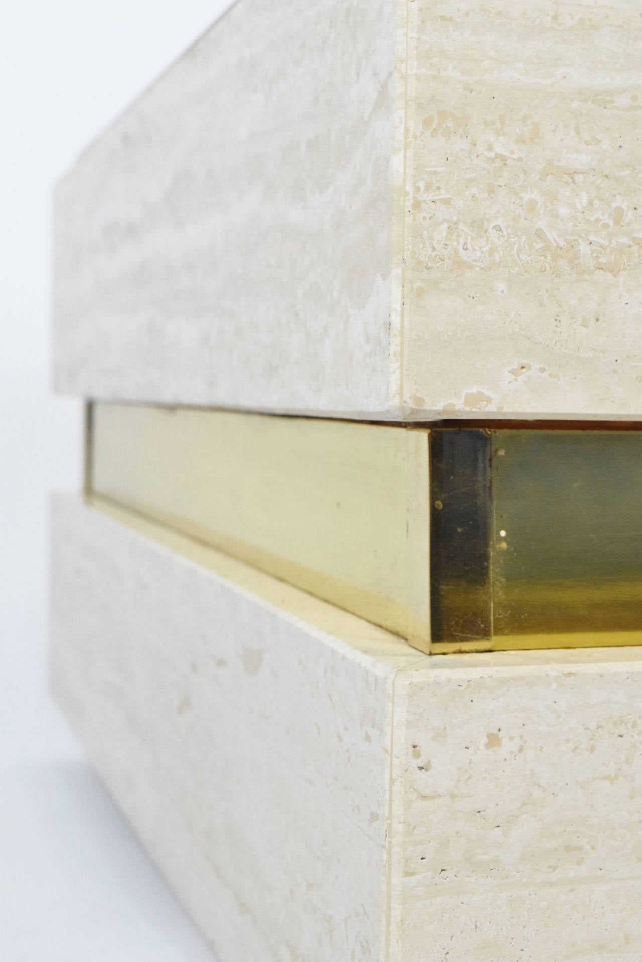Pair of Travertine and Brass Planters Attributed to Baker For Sale at ...