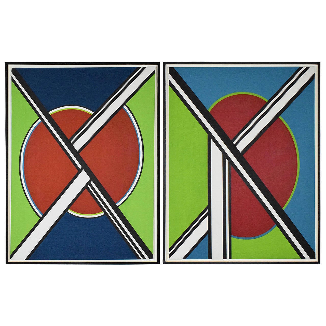 Mondrian Style Geometric Acrylic Paintings at 1stDibs