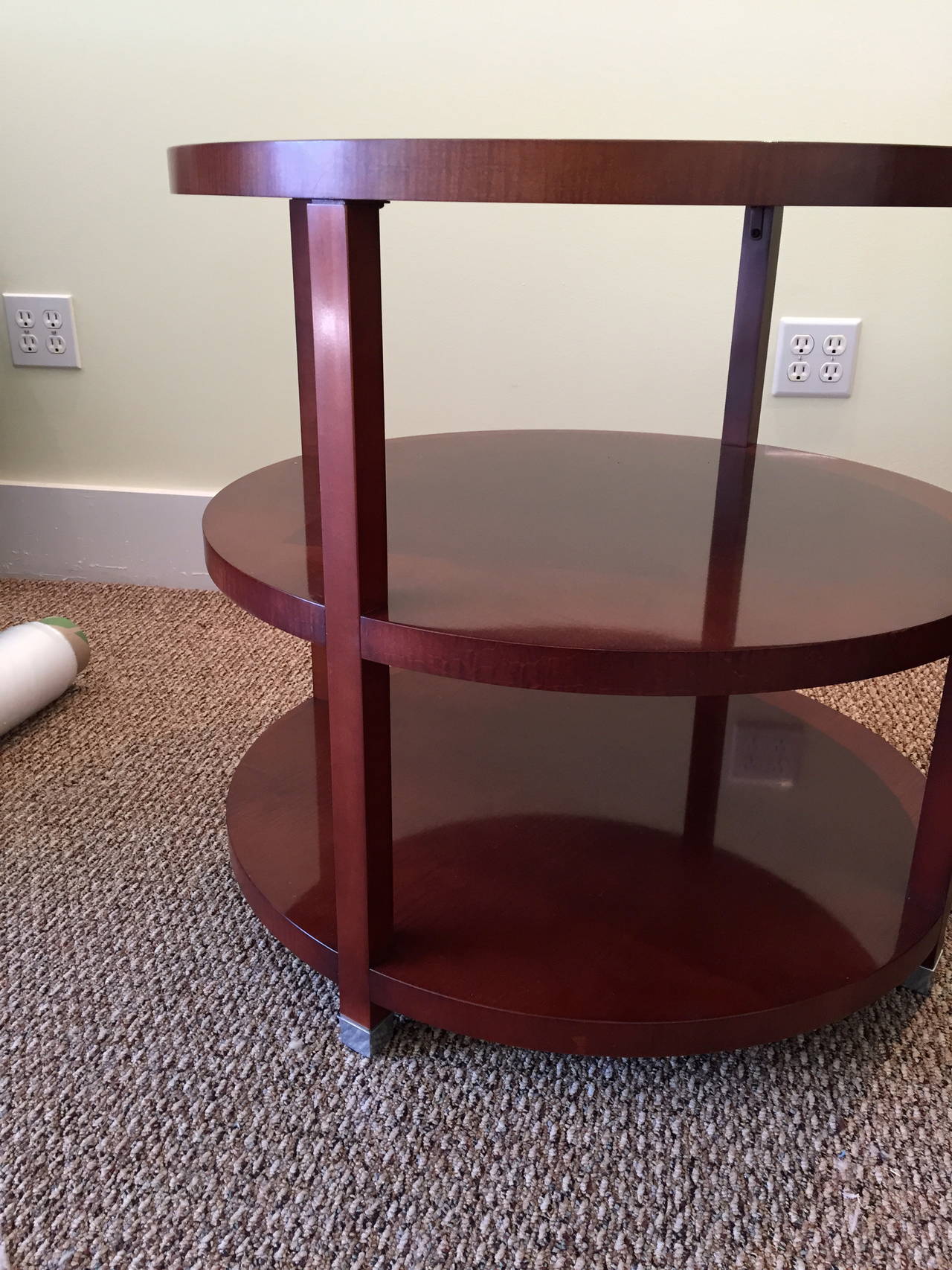 Pair of Barbara Barry for Baker Round, Tiered End Tables at 1stDibs