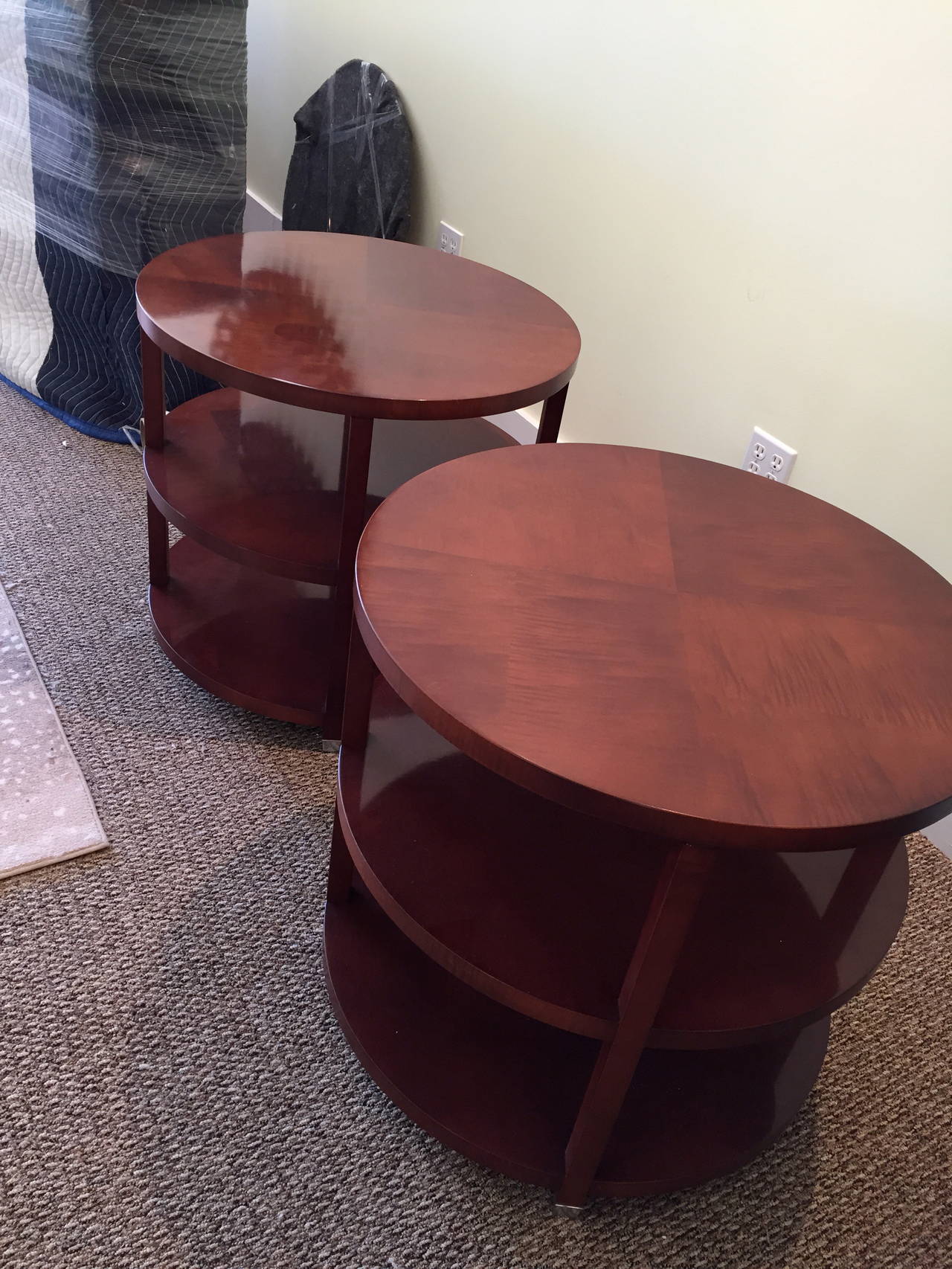 Pair of Barbara Barry for Baker Round, Tiered End Tables at 1stDibs