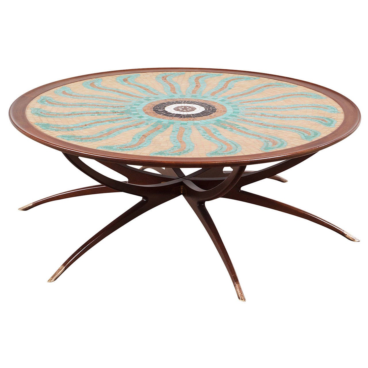 Mid Century Spider Table With Mosaic Tile Top at 1stDibs