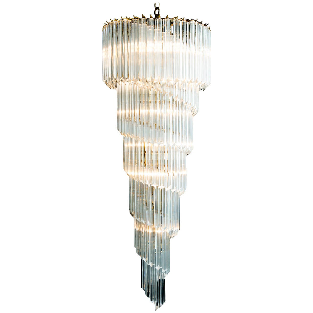 Spiral Lucite Chandelier at 1stDibs
