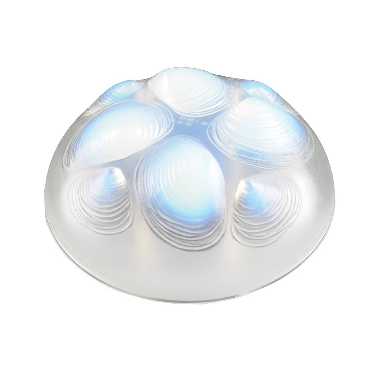French Art Deco Opalescent Glass Clam Shell Bowl by Sabino at 1stDibs