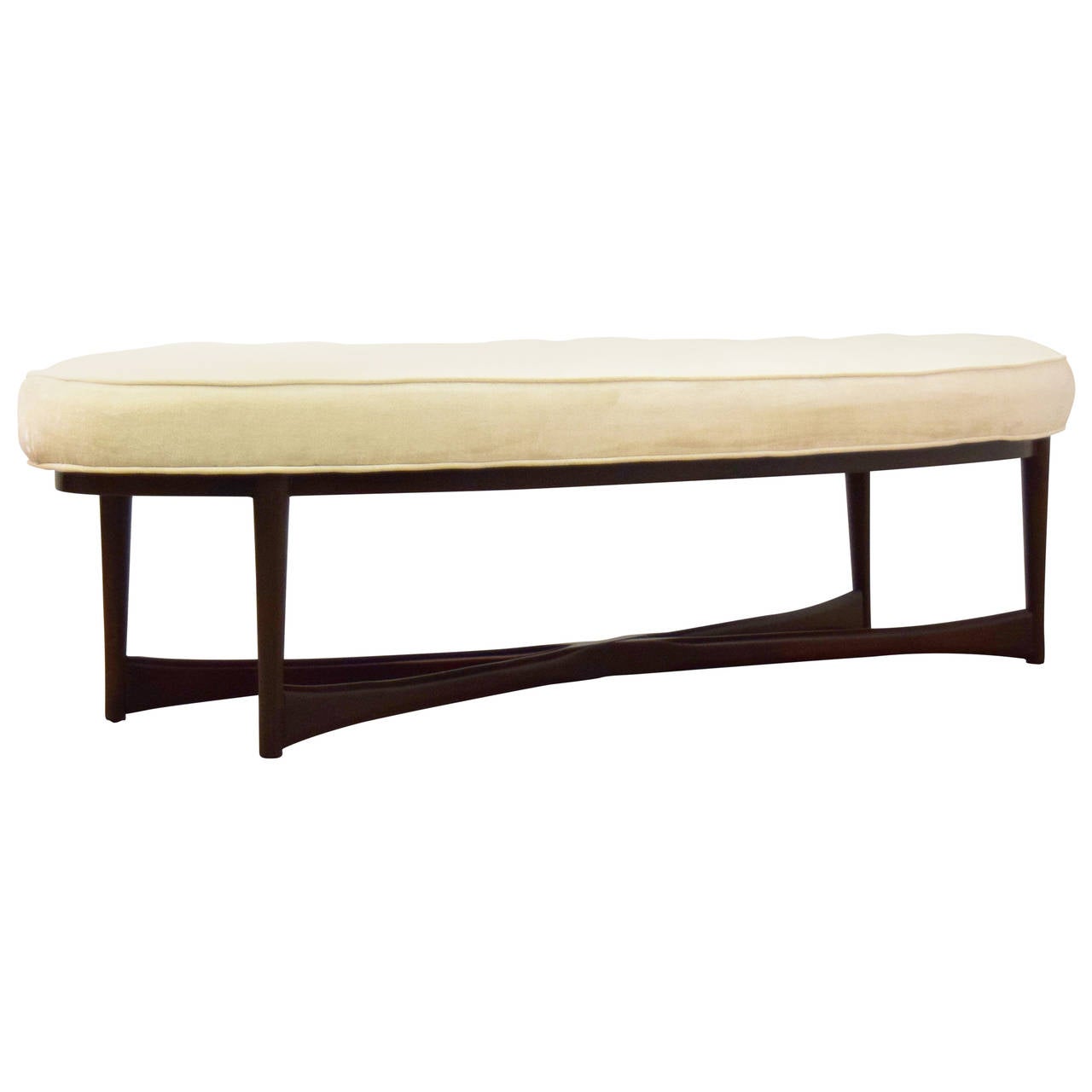 Mid-Century Sculptural Tufted Walnut Bench at 1stDibs