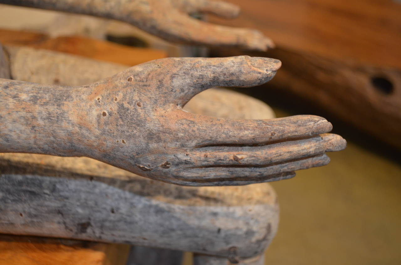 Antique Teak Wood Hand-Carved Sitting Man Statue at 1stDibs | teak wood ...