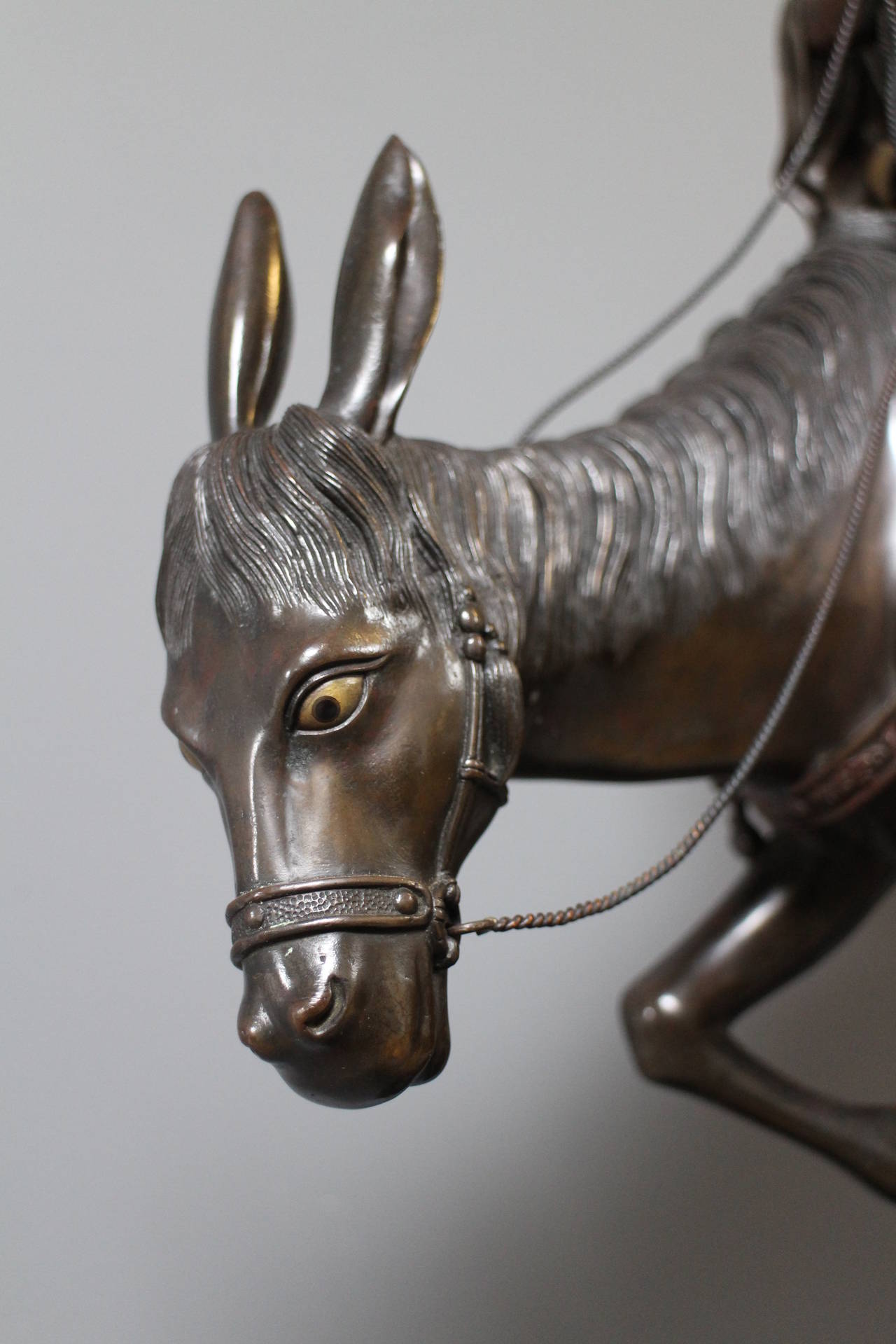 Japanese Bronze of a Sage Riding a Mule For Sale at 1stDibs