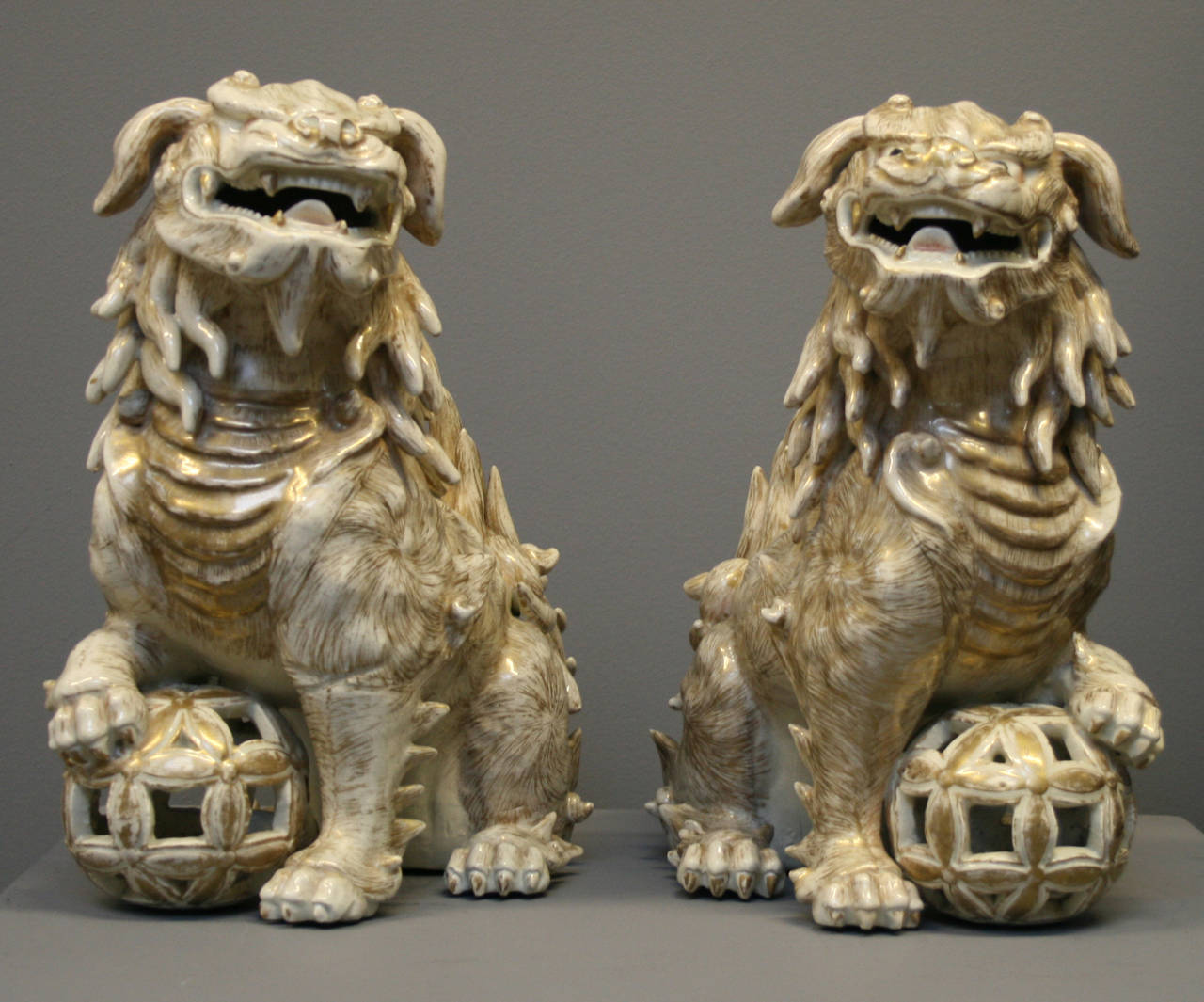 A pair of Japanese Satsuma Lion (Komainu or Shishi) dogs For Sale at ...