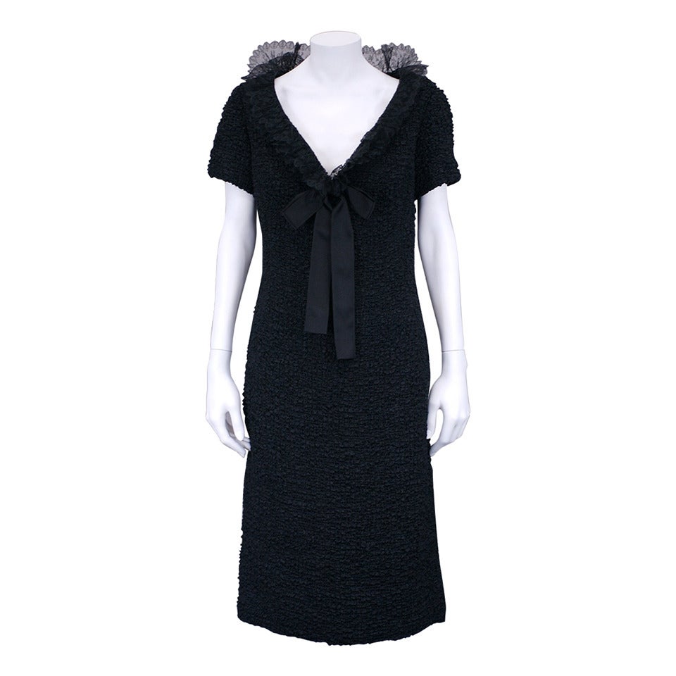 Christian Dior Black Silk Cloque and Lace Cocktail Dress at 1stDibs ...