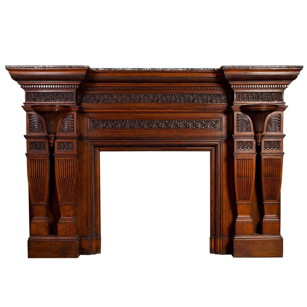 Large 19th Century English Oak Antique Fireplace at 1stDibs