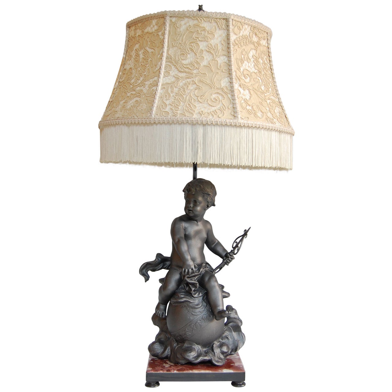 Lead Cherub Lamp Base Wired as a Lamp For Sale at 1stDibs