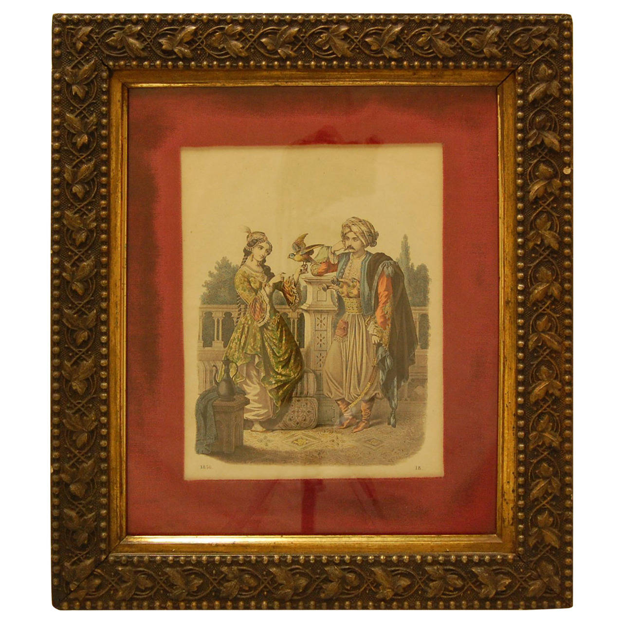 Hand Colored German 19th Century Print of a Persian Soldier at 1stDibs