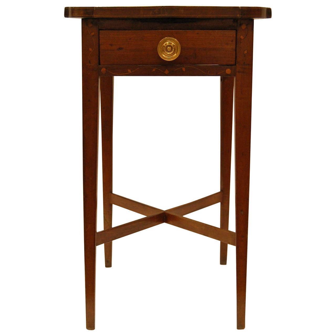 American Federal Side Table with Tapered Legs and Drawer, Early 19th ...