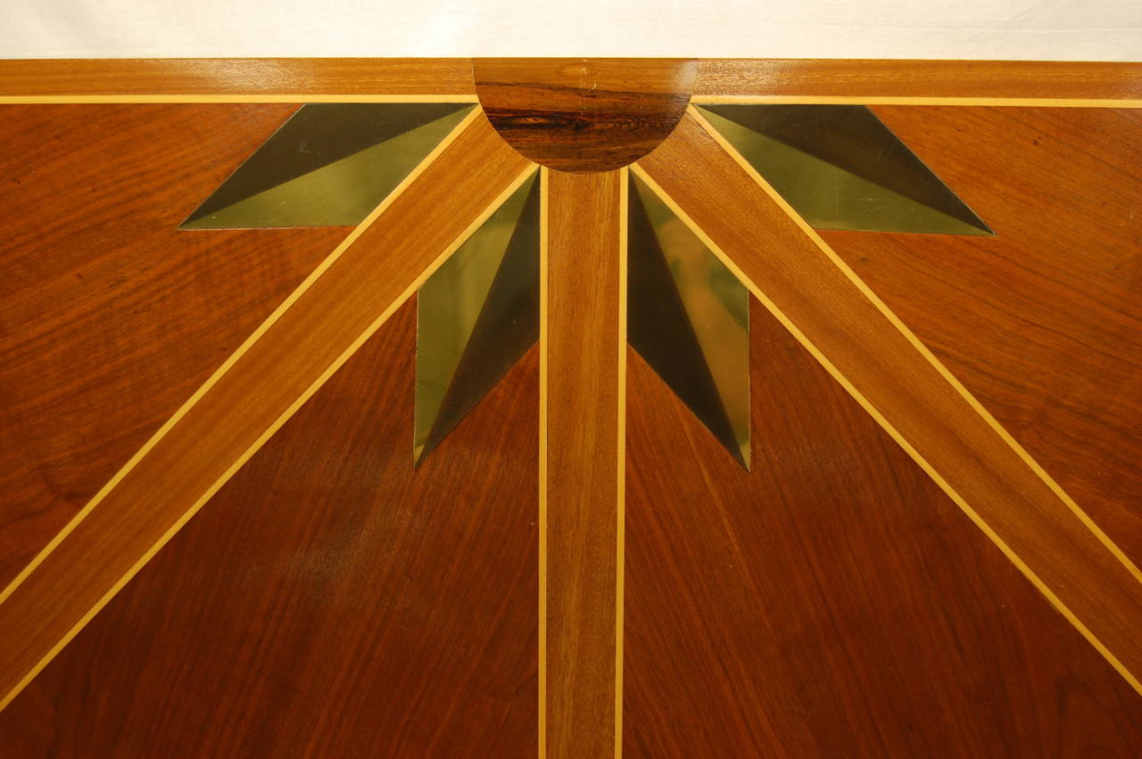 Wooden Architectural Inlaid Panel of Walnut, Maple and Brass For Sale ...