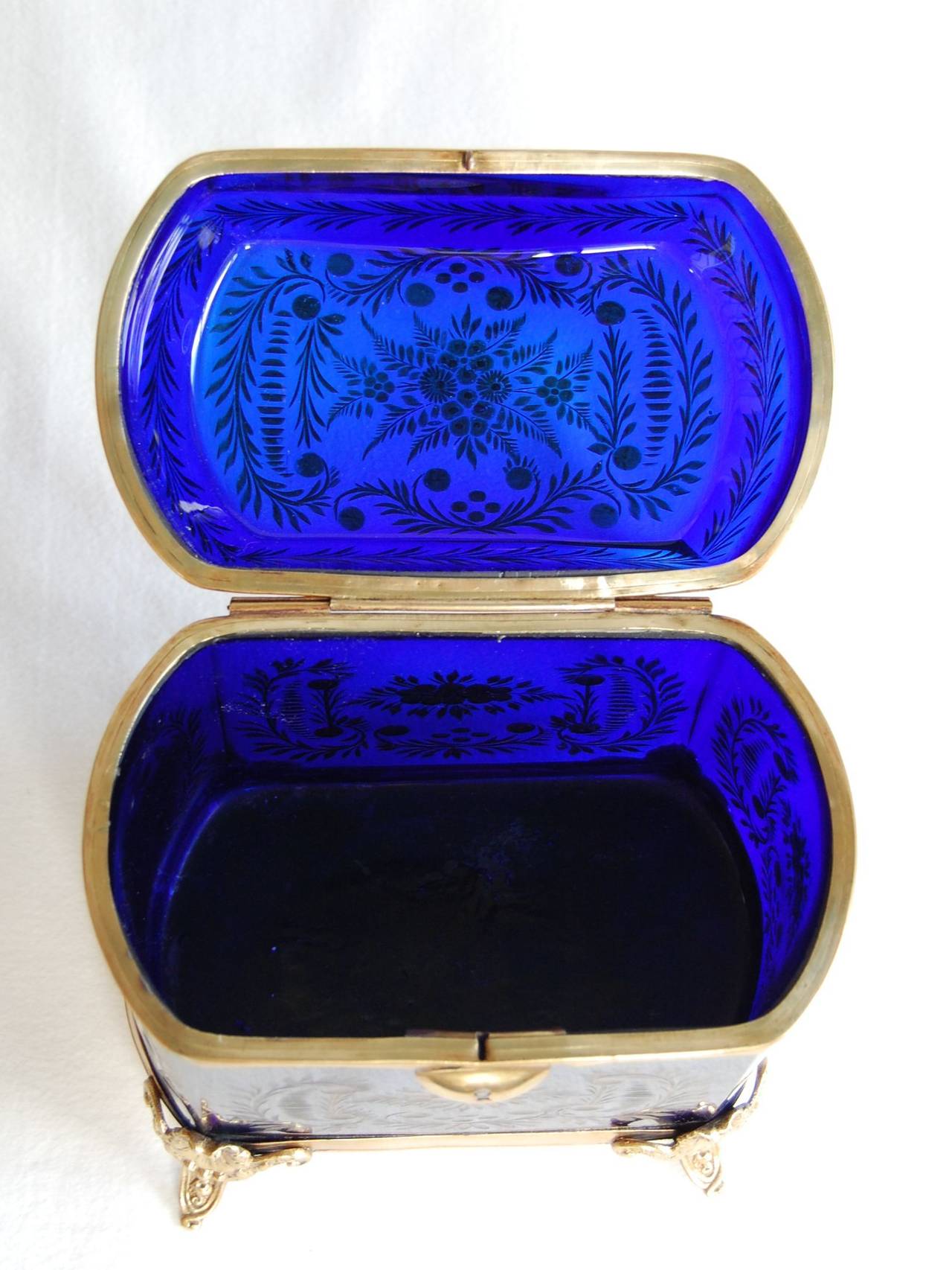 Antique Cobalt Blue Glass Lidded Box 19th Century At 1stdibs