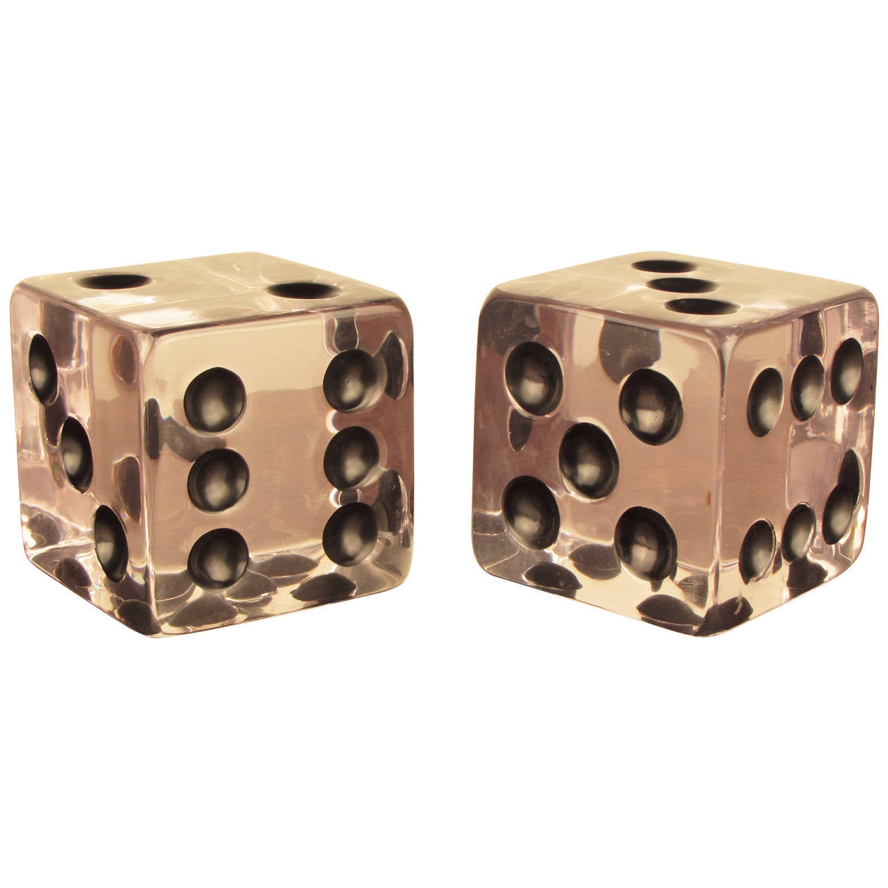 Extraordinary Large Pair of Lucite Dice Bookends at 1stDibs