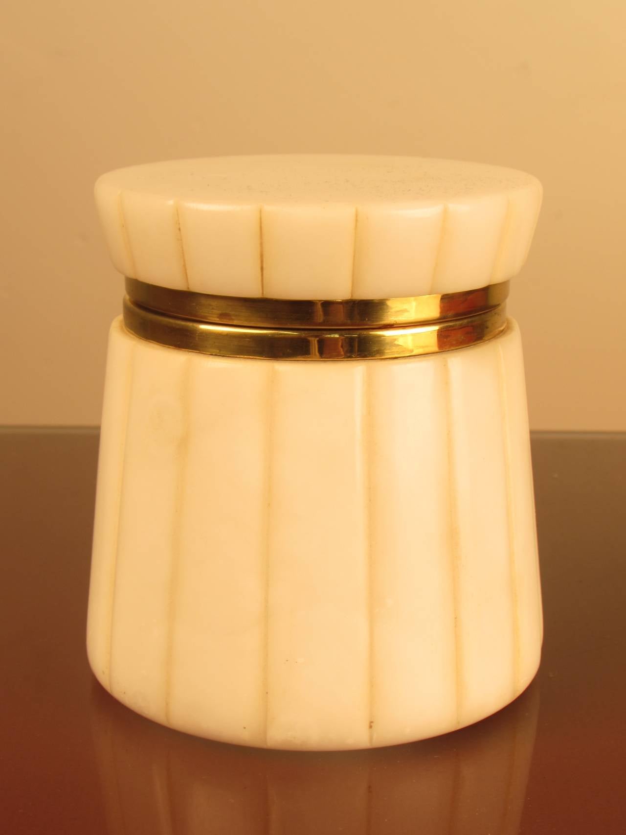 Lovely 1950s Italian Alabaster and Brass Lidded Box For Sale at 1stDibs