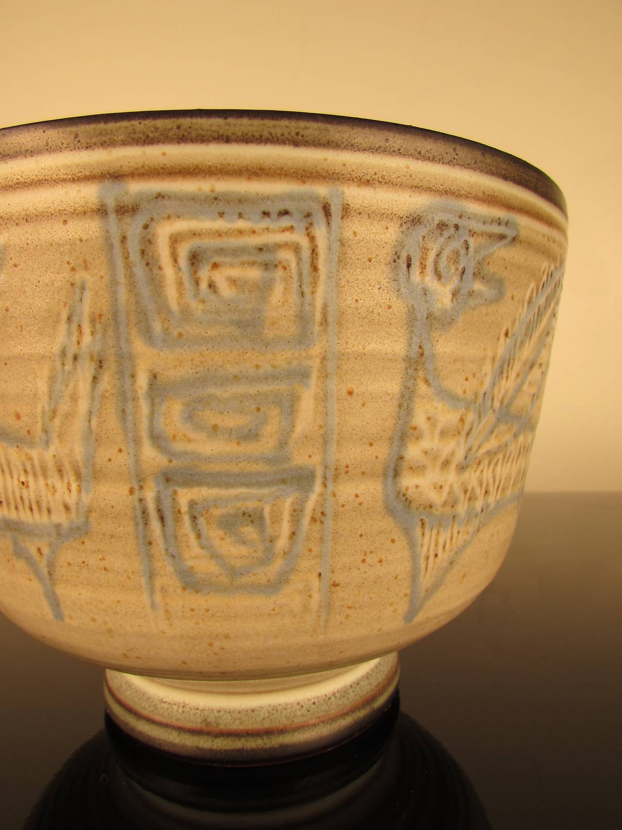 MidCentury Studio Pottery Vessel w/ Incised Decoration in the Style of ...