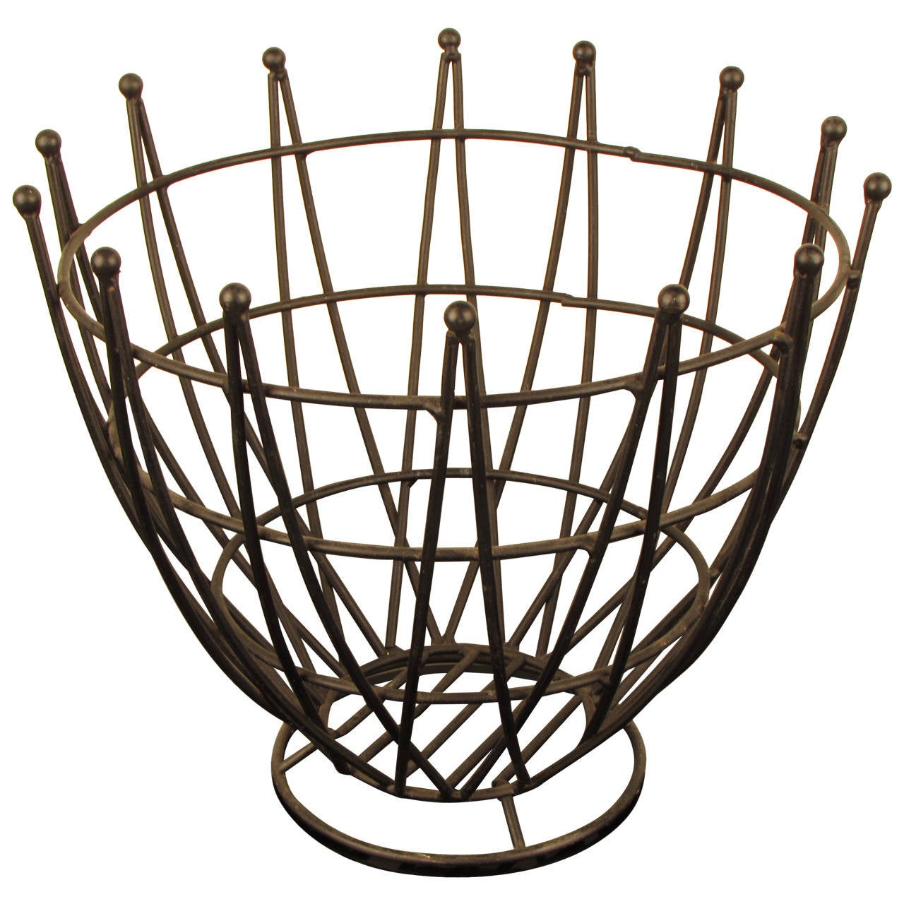 Large Sculptural MidCentury Austrian Wrought Iron Wire Fruit Bowl at ...