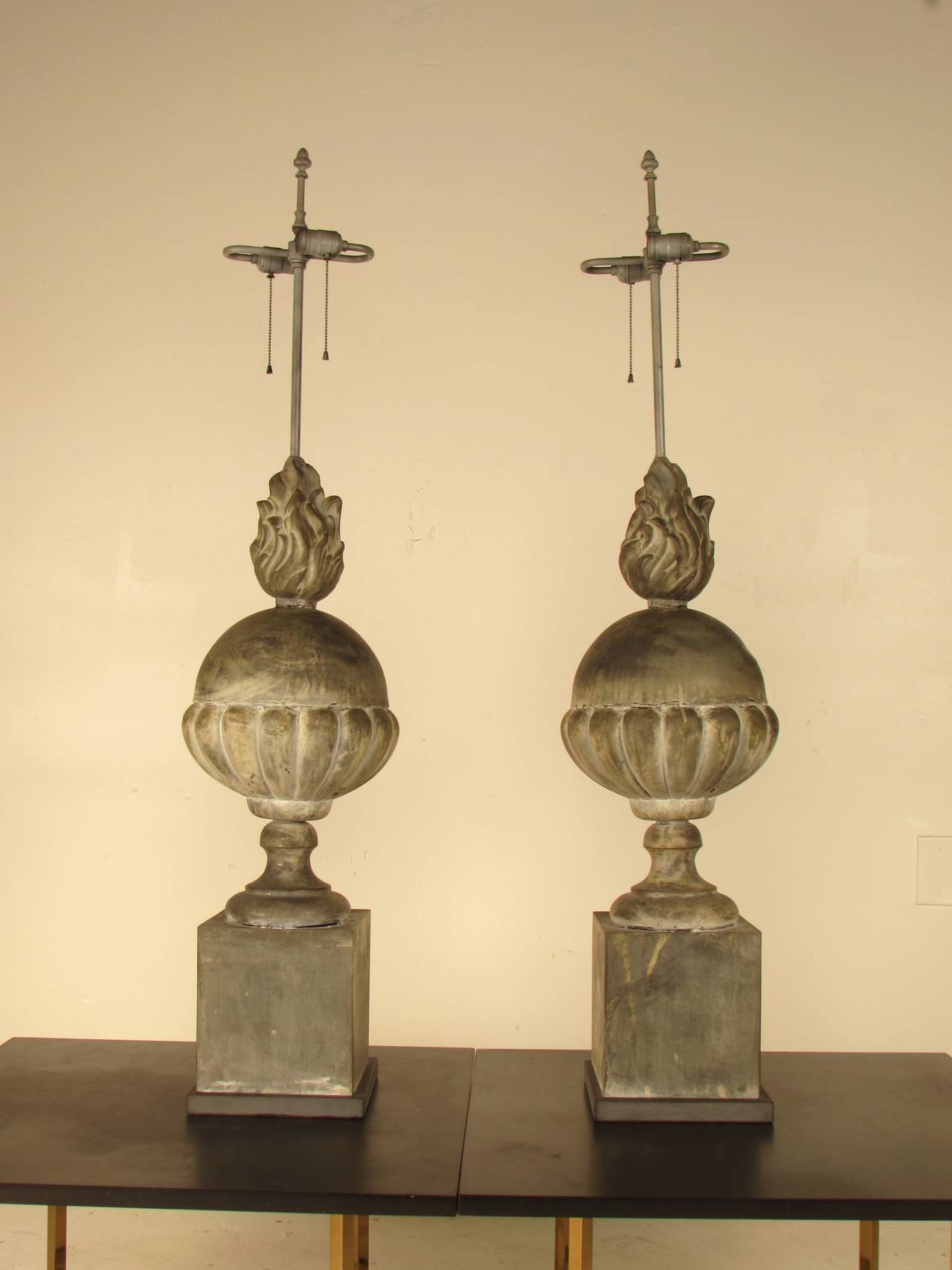 Oversized Cast Zinc Table Lamps in the Neoclassical Style For Sale at ...