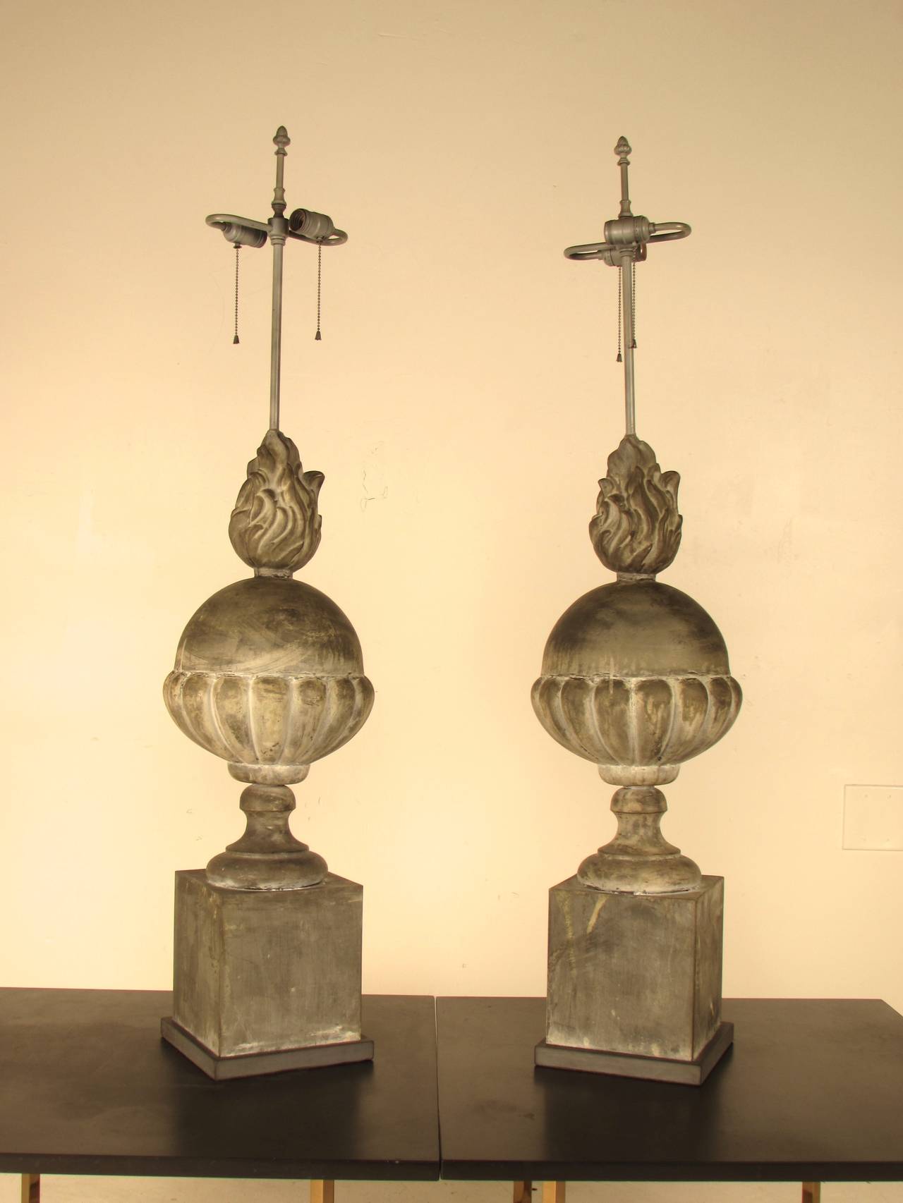 Oversized Cast Zinc Table Lamps in the Neoclassical Style For Sale at ...