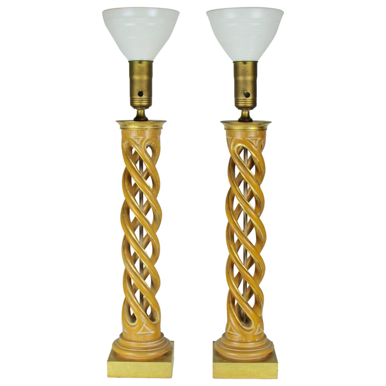 Pair of Excellent Helix Table Lamps by James Mont at 1stDibs