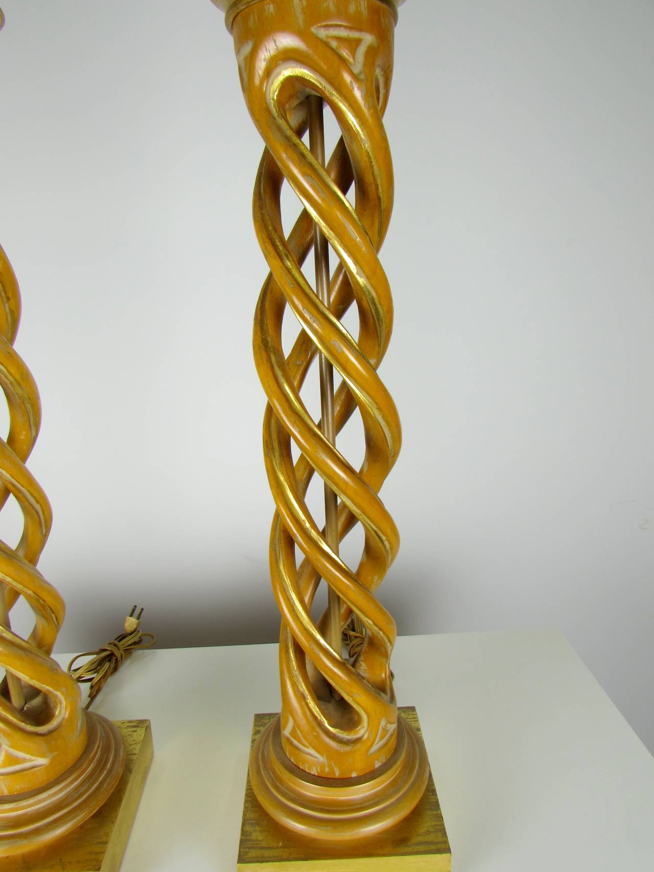Pair of Excellent Helix Table Lamps by James Mont at 1stDibs