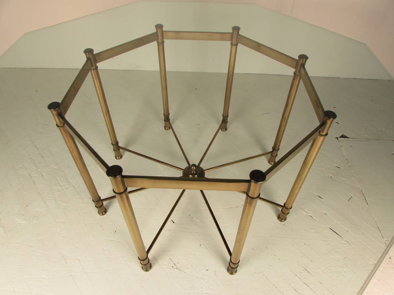 Impressive Mastercraft Octagonal Directoire Style Brass and Glass ...