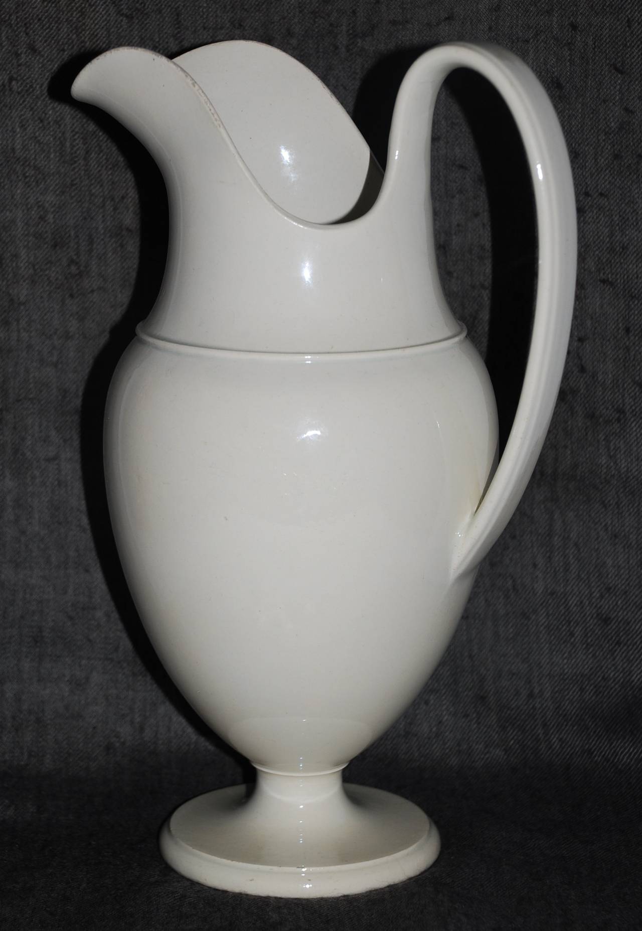 White Neoclassical Creil Creamware Pitcher For Sale at 1stDibs