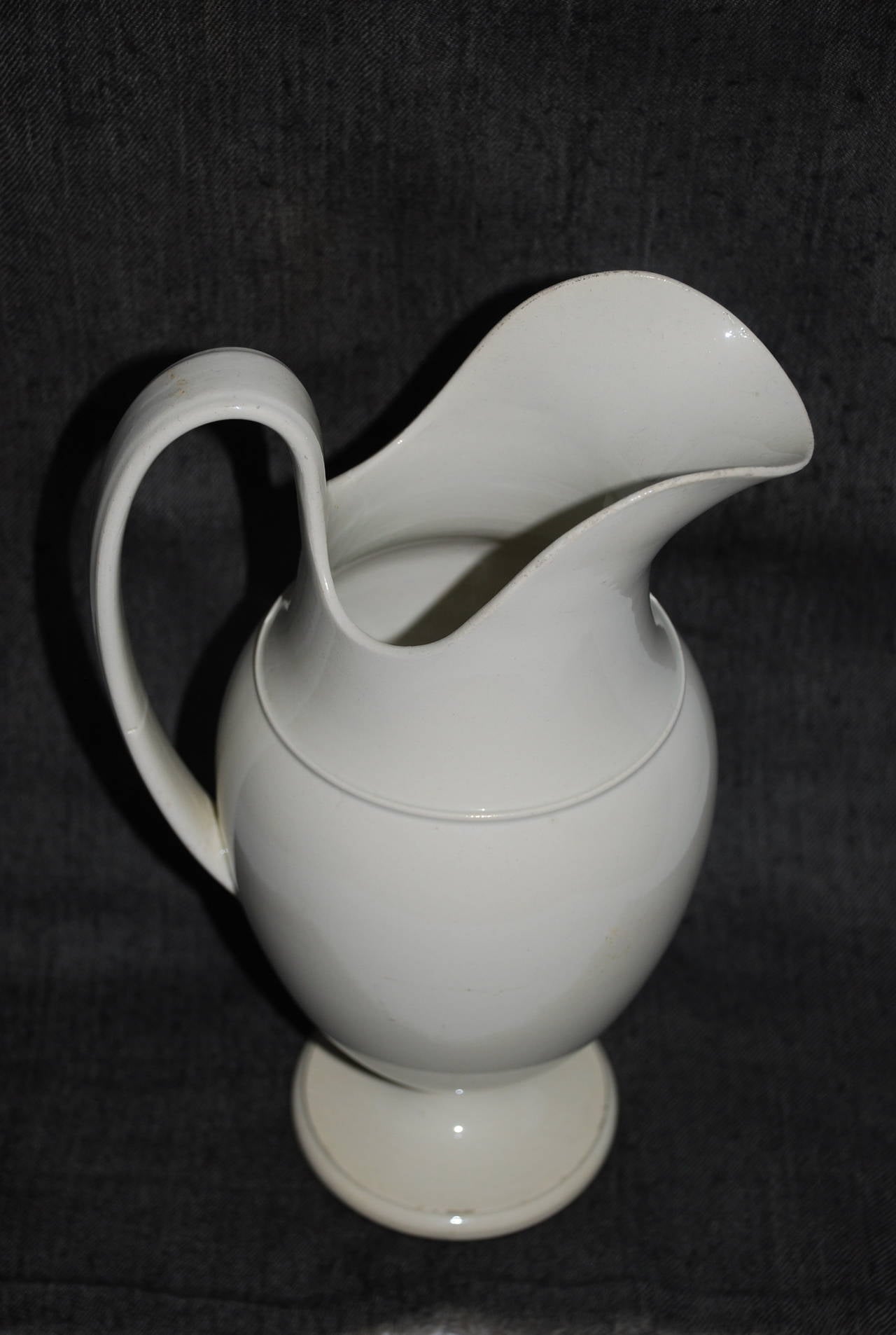 White Neoclassical Creil Creamware Pitcher For Sale at 1stDibs