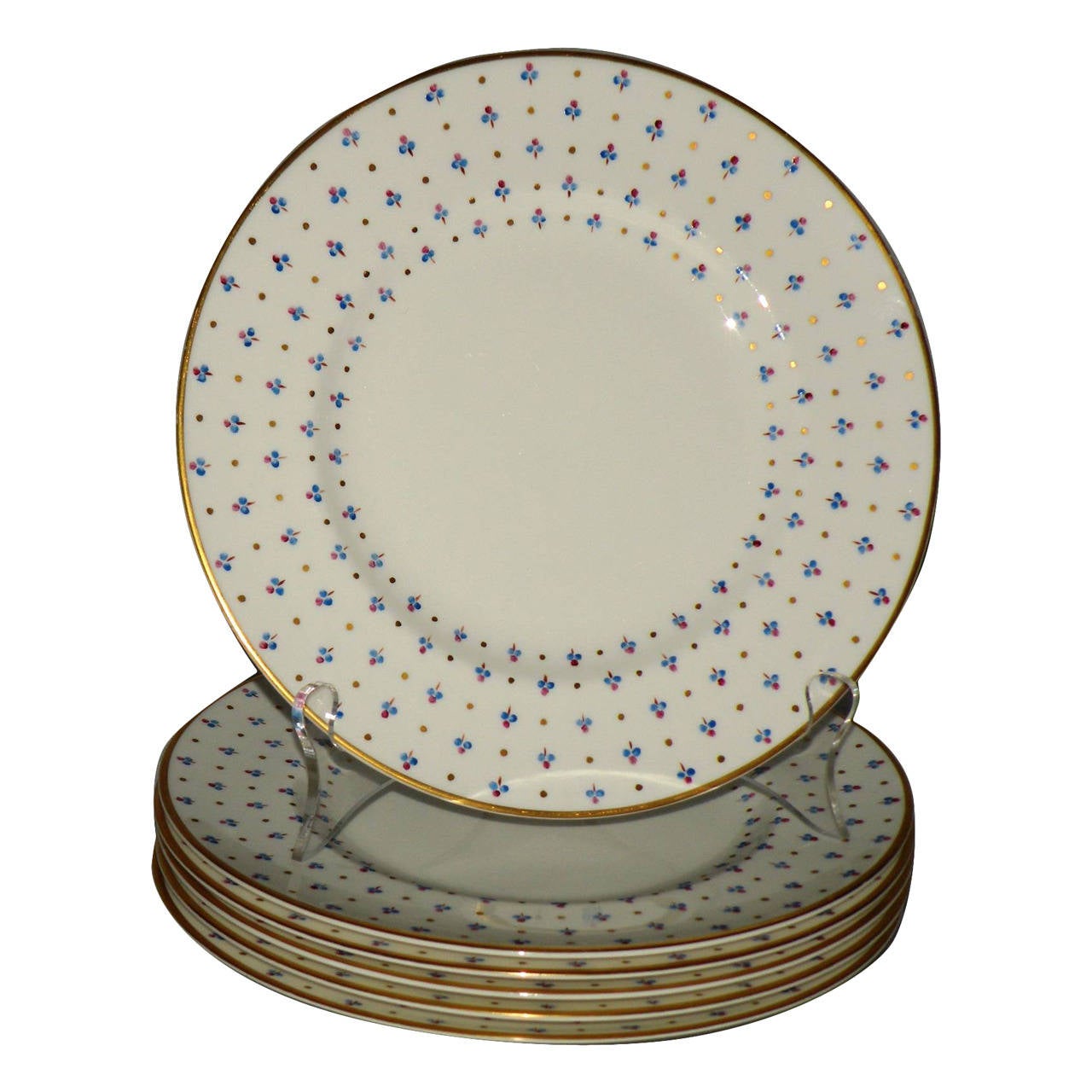 Set of Six Tiffany and Co. Gold Rimmed French Plates For Sale at 1stdibs