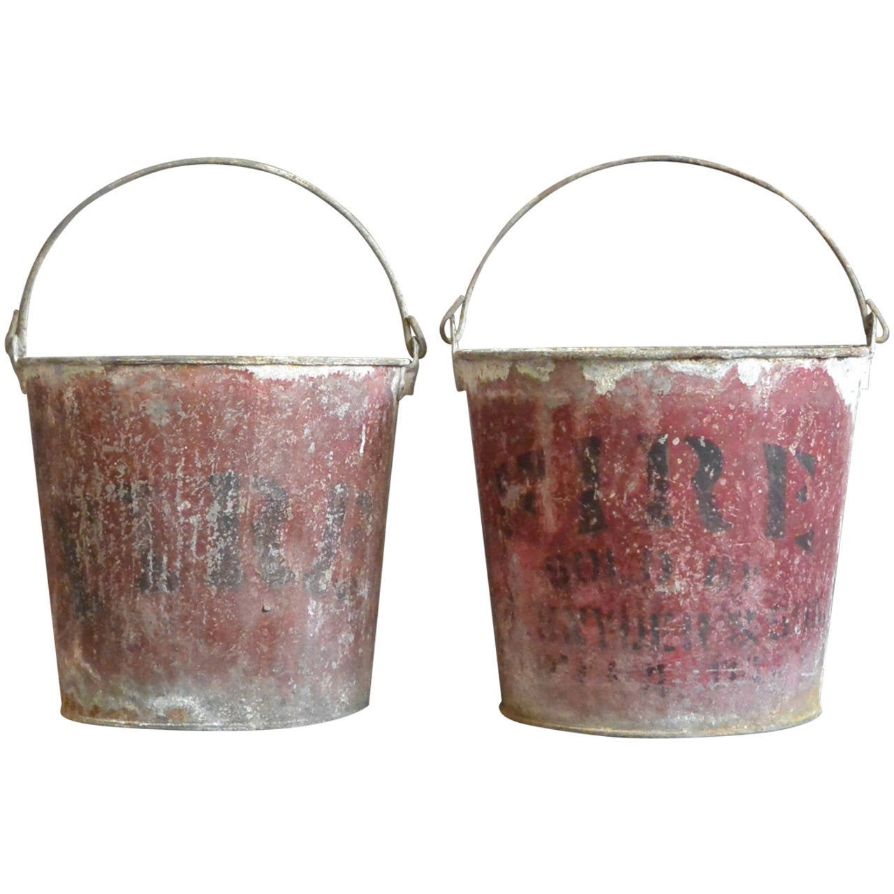 Pair Antique American Fire Buckets at 1stDibs