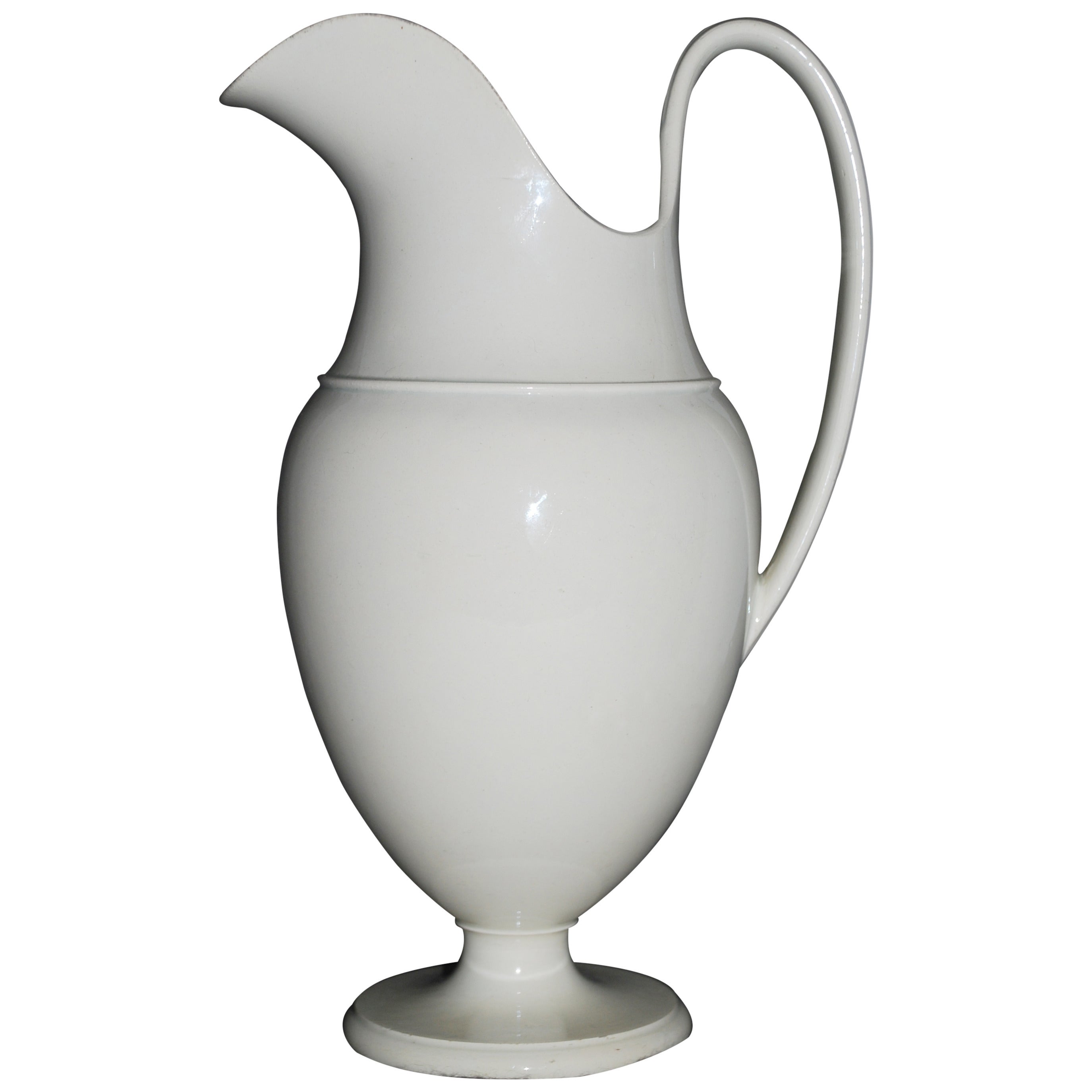 White Neoclassical Creil Creamware Pitcher For Sale at 1stDibs