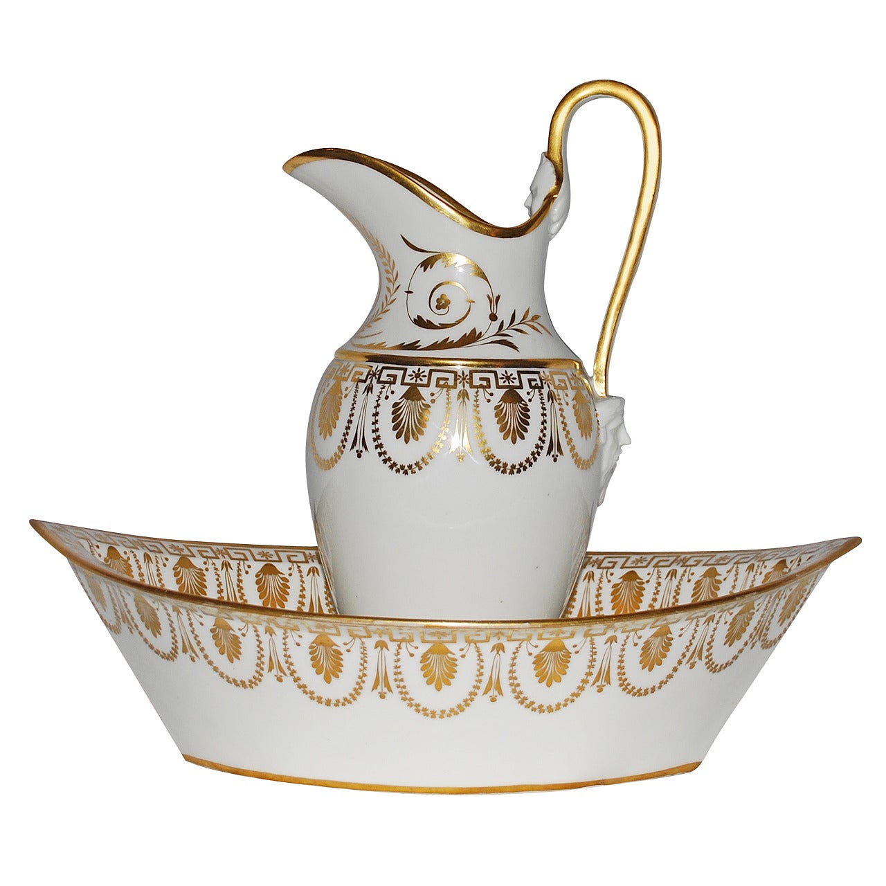 French Porcelain Water Pitcher and Basin at 1stDibs
