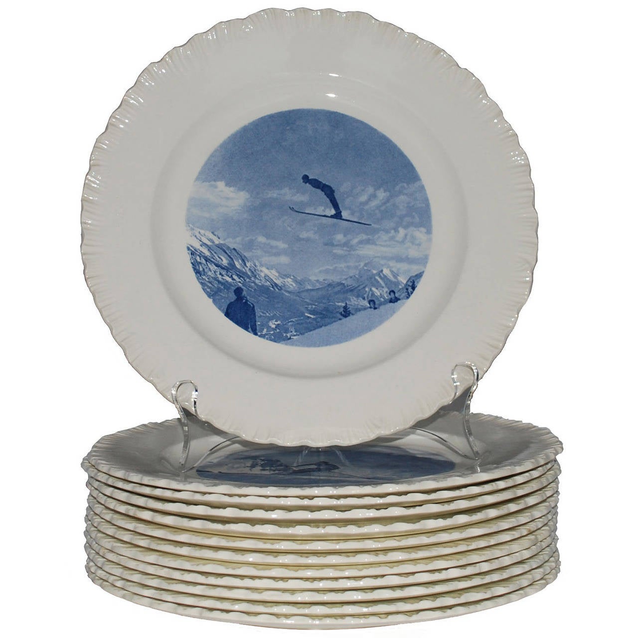 Wedgwood Blue and White Ski Plates at 1stDibs | ski dinner plates ...