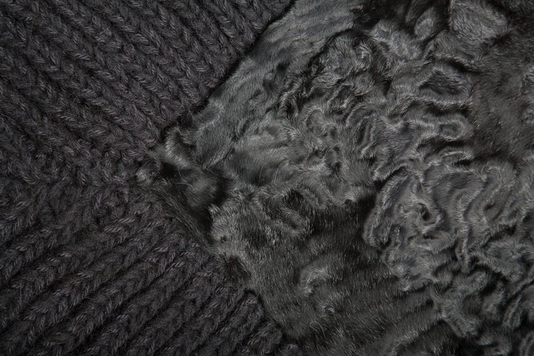 Natural Black Cashmere Wool and Recycled Astrakhan Fur Clean Cover ...