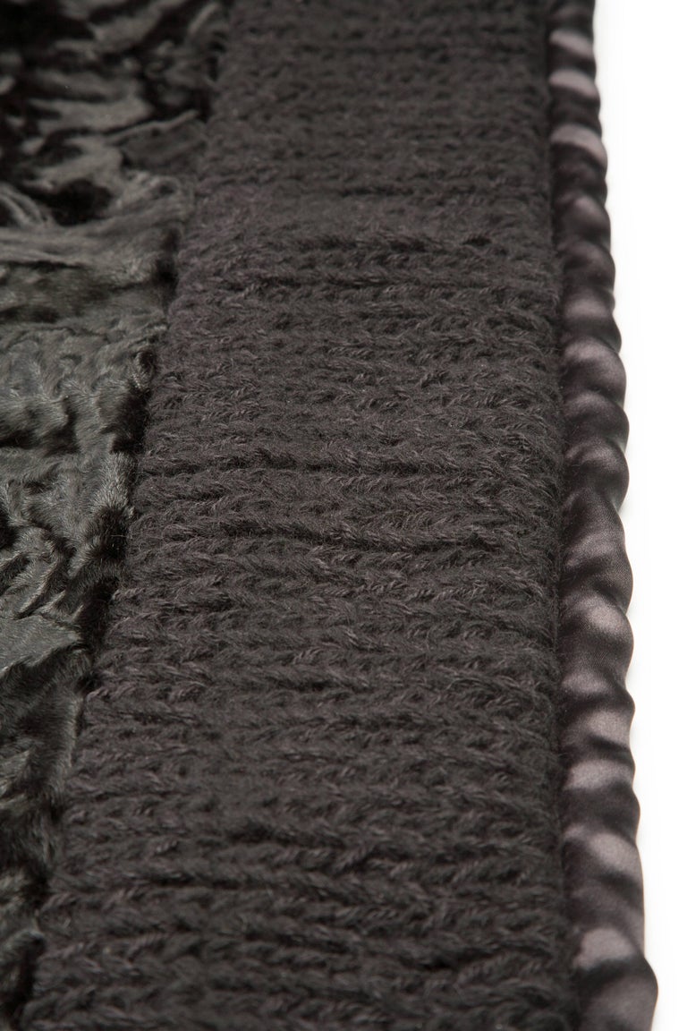 Natural Black Cashmere Wool and Recycled Astrakhan Fur Clean Cover ...