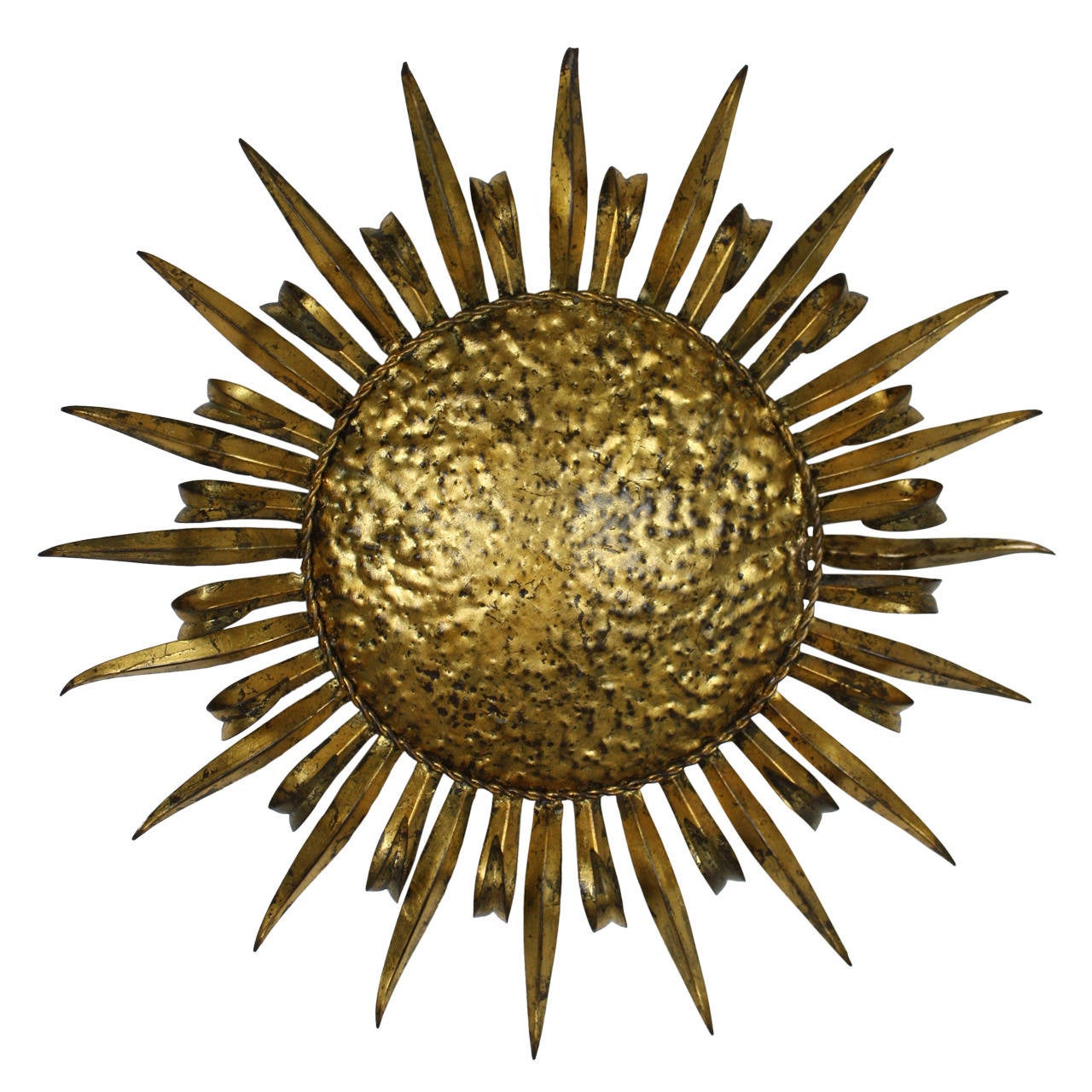 Spanish Gilt Iron Sunburst Wall Sconce or Ceiling light Fixture at ...