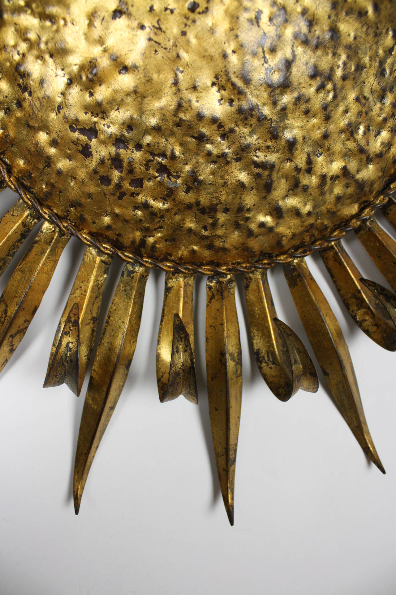 Spanish Gilt Iron Sunburst Wall Sconce or Ceiling light Fixture at ...