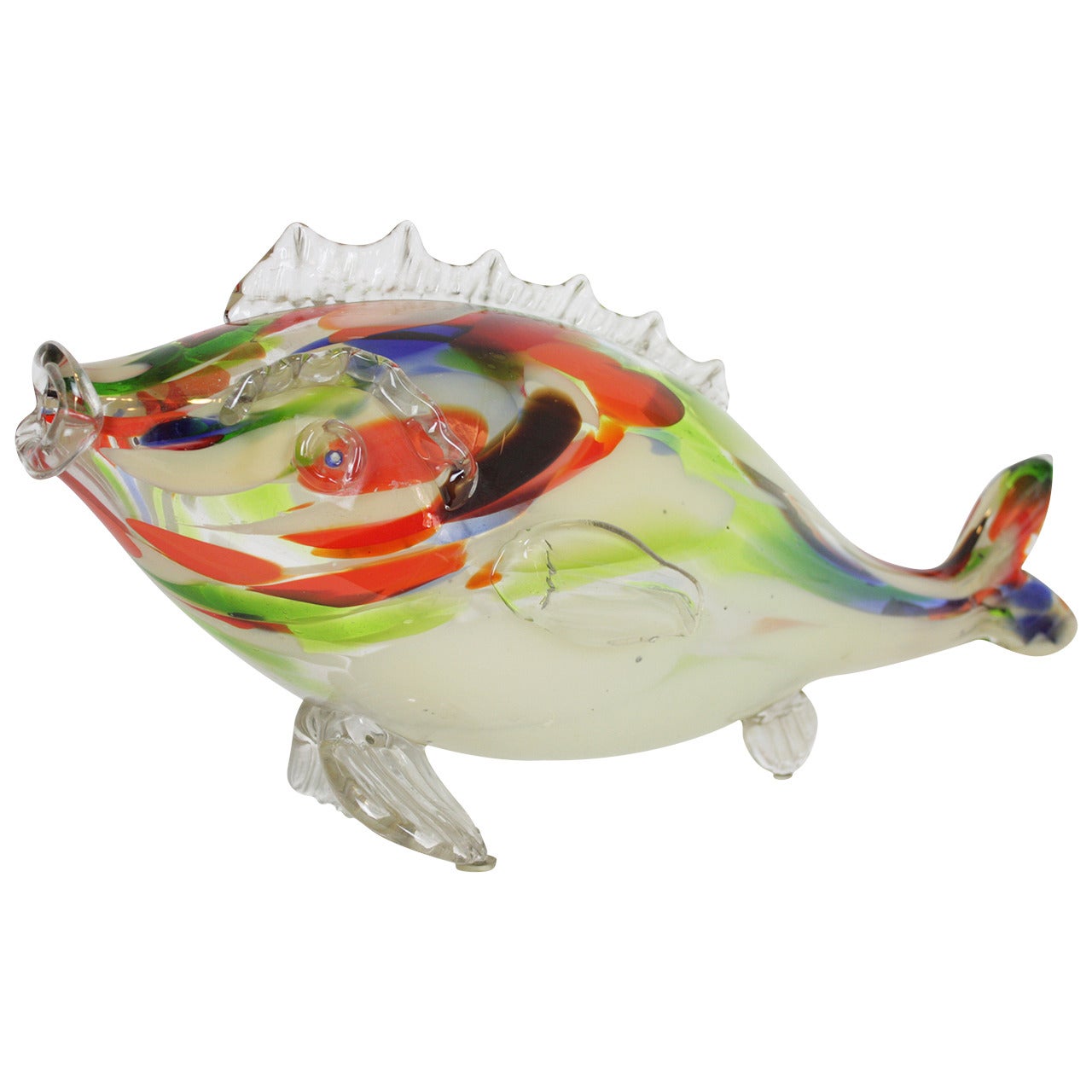 1950's Giant Colorful Murano Hand Blown Glass Fish Sculpture at 1stDibs ...