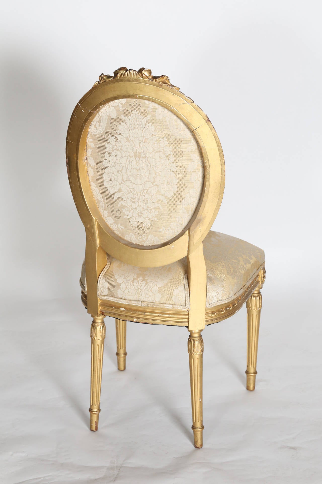 Single Small-Scale Louis XVI Style Gilt Side Chair at 1stDibs