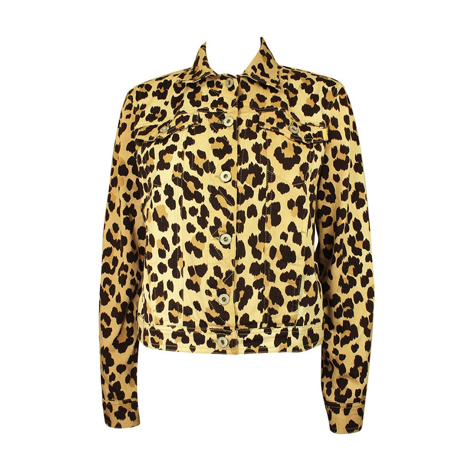 Moschino 1990s Cheetah Print Cropped Western Style Jacket For Sale at ...