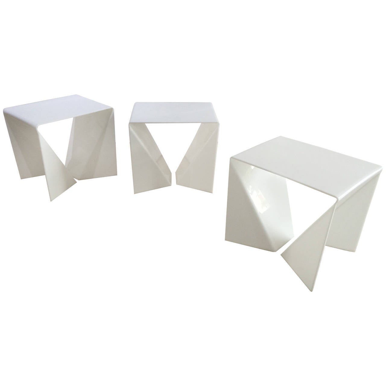 Rare Neal Small "Origami" Tables in White Lucite at 1stDibs