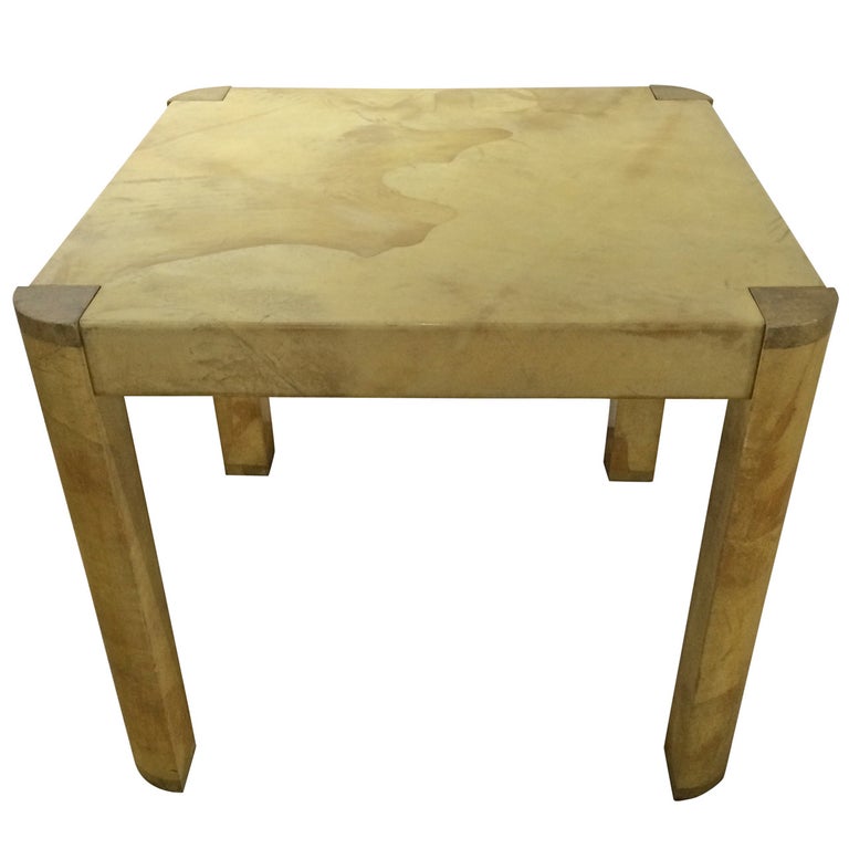 Karl Springer Angular Leg Game Table in Matte Lacquered Goatskin at 1stDibs