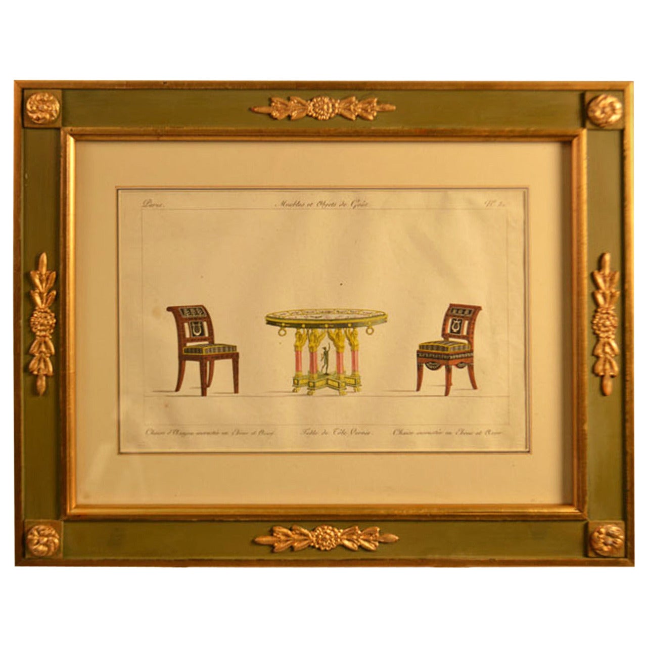 19th Century Framed Hand-Colored Engraving of Antique Greek Figures For ...