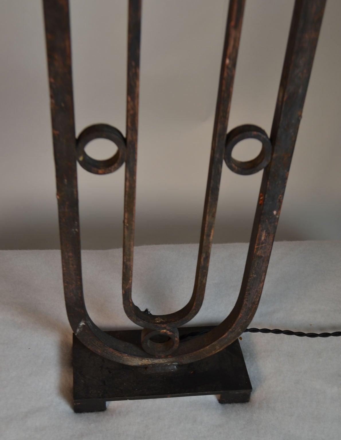 Pair of Wrought Iron Lamps Made from Old Grates For Sale at 1stDibs
